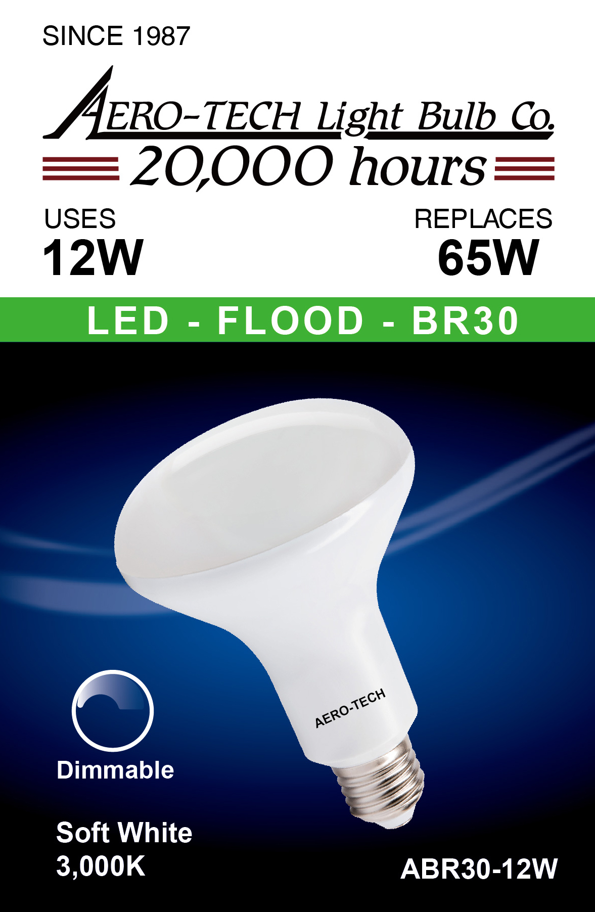 12W LED Flood Light Bulb | Dimmable | Long Life | Aero-Tech Light Bulb