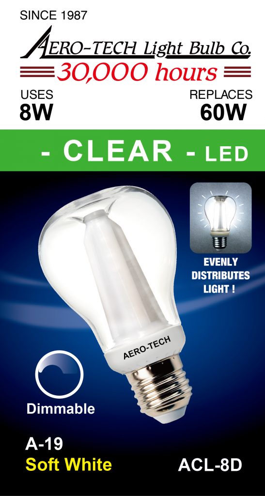 8W LED Light Bulb | Long Life | Full Beam Spread | Aero-Tech Light Bulb