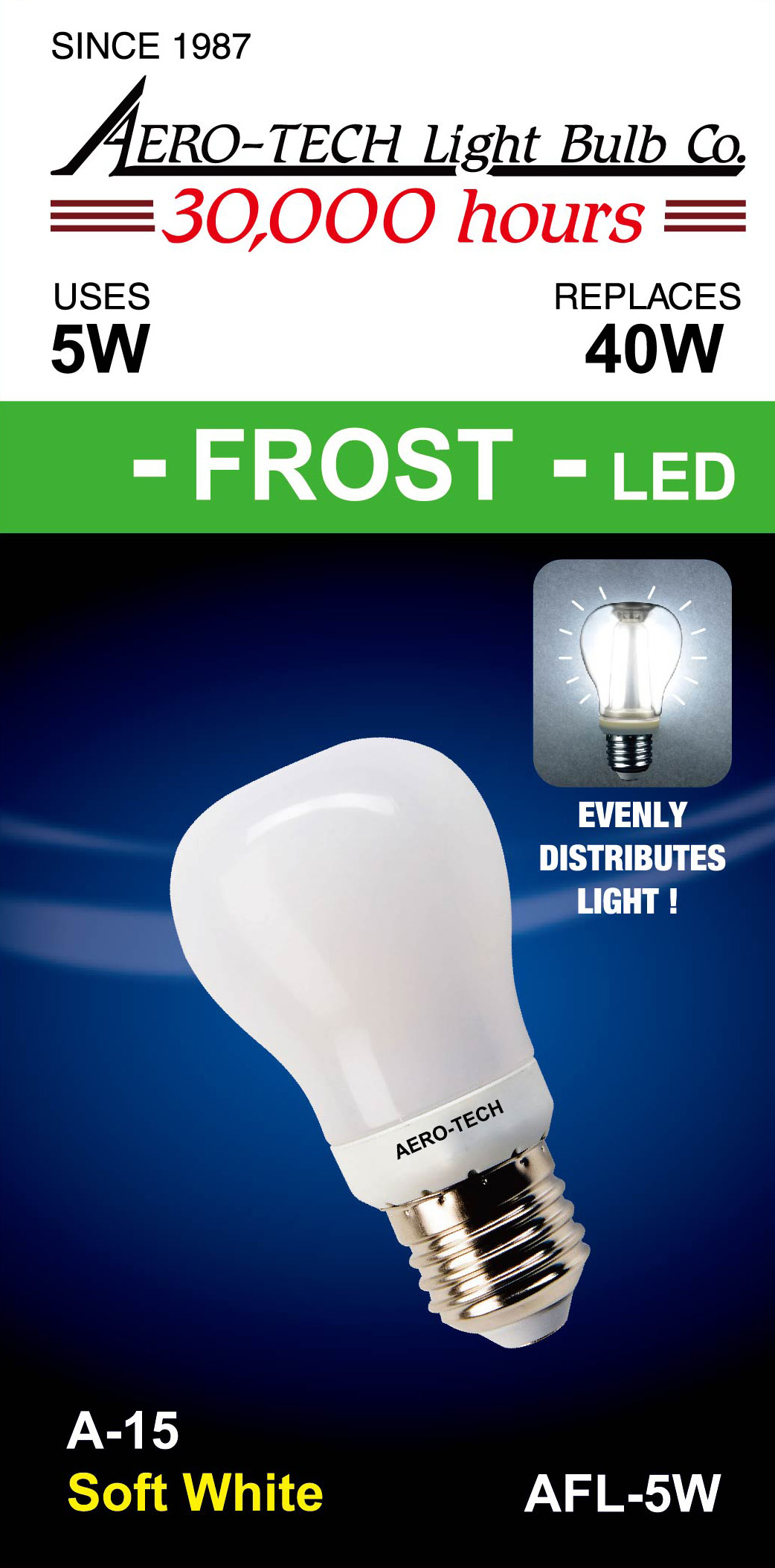 5W LED Light Bulb | Long Life | Full Beam Spread | Aero-Tech Light Bulb